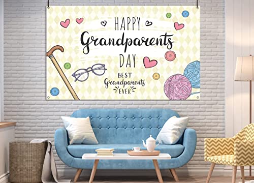 Nepnuser Happy Grandparents Day Photo Booth Backdrop School Event Retirement Love Grandparents Party Decorations Grandpa Grandma Holiday Photo Wall Decor (7×5ft)