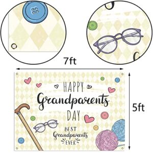 Nepnuser Happy Grandparents Day Photo Booth Backdrop School Event Retirement Love Grandparents Party Decorations Grandpa Grandma Holiday Photo Wall Decor (7×5ft)