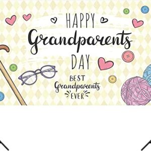 Nepnuser Happy Grandparents Day Photo Booth Backdrop School Event Retirement Love Grandparents Party Decorations Grandpa Grandma Holiday Photo Wall Decor (7×5ft)