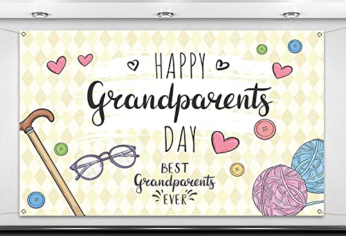 Nepnuser Happy Grandparents Day Photo Booth Backdrop School Event Retirement Love Grandparents Party Decorations Grandpa Grandma Holiday Photo Wall Decor (7×5ft)