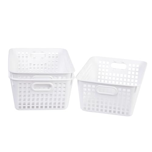 Really Good Stuff Large Plastic Book Baskets, 13?" by 10" by 5?" - 6 Pack, White| Classroom Library Organizer, Toy Storage, Multi-Purpose Organizer Basket