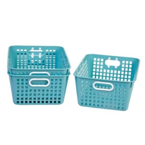 Really Good Stuff Large Plastic Book Baskets, 13?" by 10" by 5?" - 6 Pack, Water | Classroom Library Organizer, Toy Storage, Multi-Purpose Organizer Basket