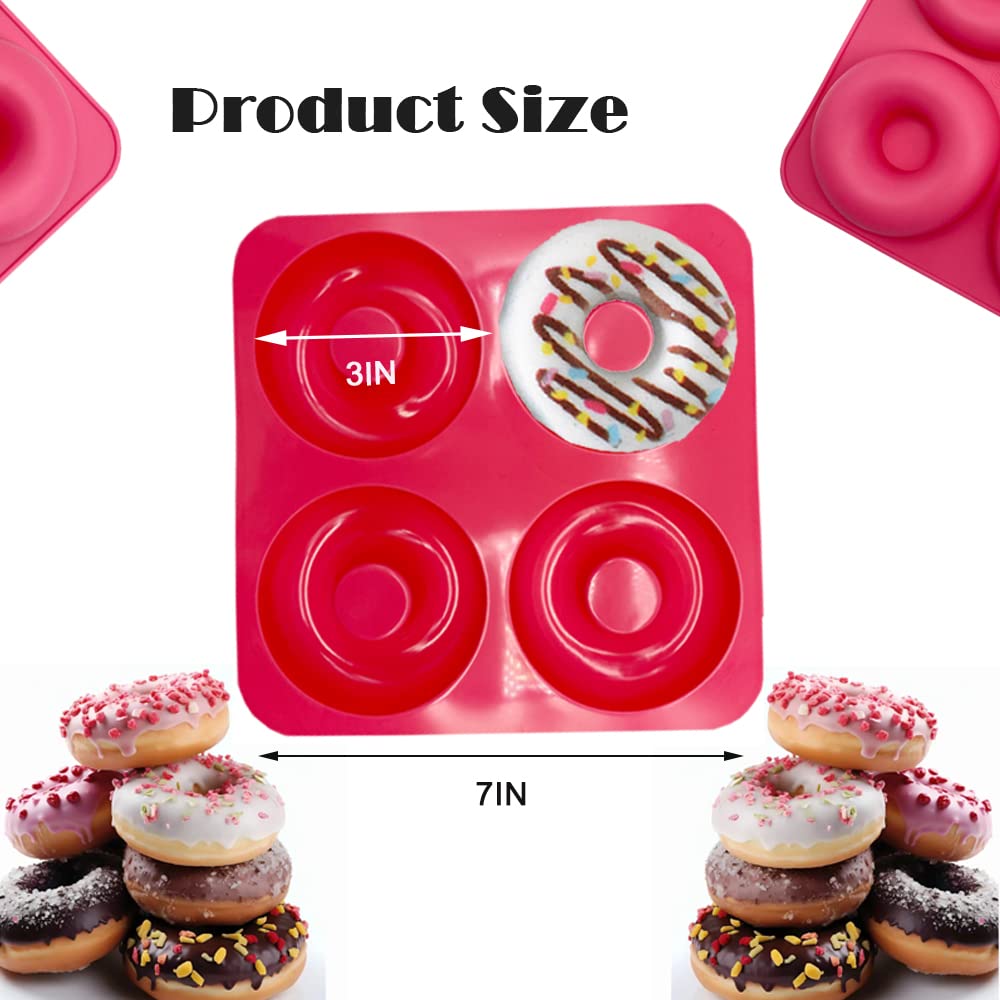 AWEELON 3 PCS Silicone Donut Mold for 4QT-8QT Air Fryer, Reusable Donut Pan for Baking,4 Cavity Non-Stick Bagel Pan,Air Fryer Accessories for Intsant Votrex Ninja Foodi