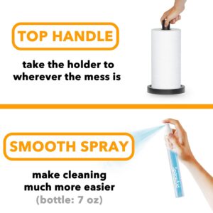 SpaceAid 2 in 1 Paper Towel Holder with Spray Bottle, Countertop Paper Towels Holders Stand with Sprayer Inside Center, Under Cabinet Papertowels Roller for Kitchen and Bathroom (Black)