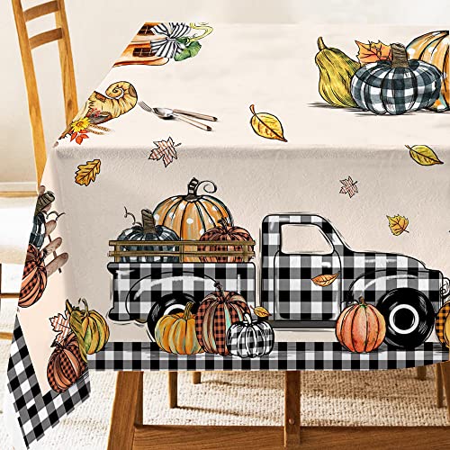 pinata Fall Tablecloth, Rectangle Table Cloth Autumn Pumpkins and Leaves for Table Decorations, Rectangle Tablecloth for Home Decor (Rectangle 60 * 120 inches, Orange)