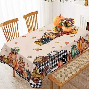 pinata Fall Tablecloth, Rectangle Table Cloth Autumn Pumpkins and Leaves for Table Decorations, Rectangle Tablecloth for Home Decor (Rectangle 60 * 120 inches, Orange)