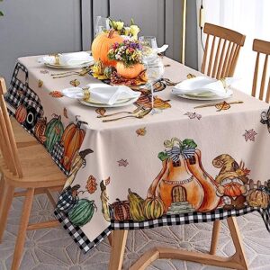 pinata Fall Tablecloth, Rectangle Table Cloth Autumn Pumpkins and Leaves for Table Decorations, Rectangle Tablecloth for Home Decor (Rectangle 60 * 120 inches, Orange)