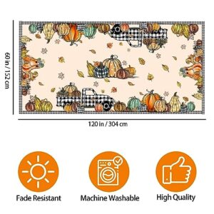 pinata Fall Tablecloth, Rectangle Table Cloth Autumn Pumpkins and Leaves for Table Decorations, Rectangle Tablecloth for Home Decor (Rectangle 60 * 120 inches, Orange)