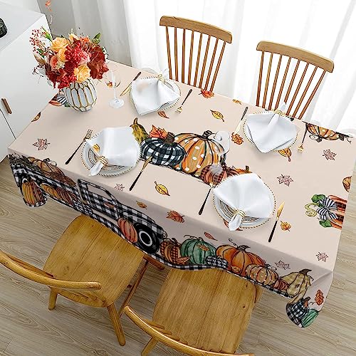 pinata Fall Tablecloth, Rectangle Table Cloth Autumn Pumpkins and Leaves for Table Decorations, Rectangle Tablecloth for Home Decor (Rectangle 60 * 120 inches, Orange)