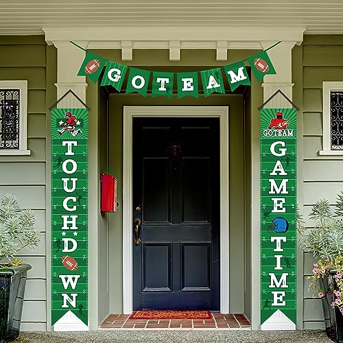 Football Decorations Football Porch Sign Banner Welcome Hanging Door Banner for Sport Theme Party Football Game Time Festival Party Supplies