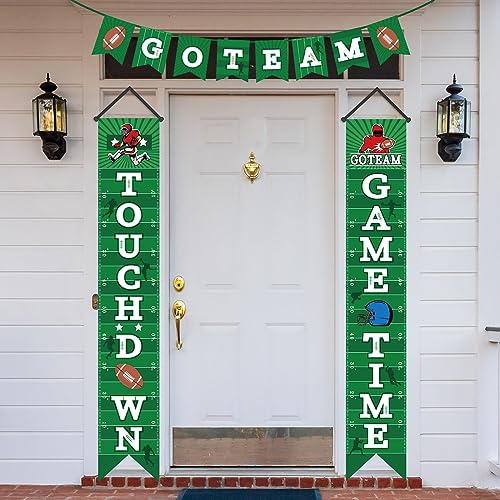 Football Decorations Football Porch Sign Banner Welcome Hanging Door Banner for Sport Theme Party Football Game Time Festival Party Supplies