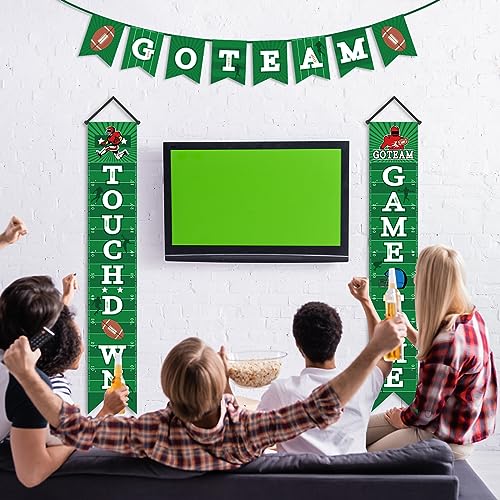 Football Decorations Football Porch Sign Banner Welcome Hanging Door Banner for Sport Theme Party Football Game Time Festival Party Supplies