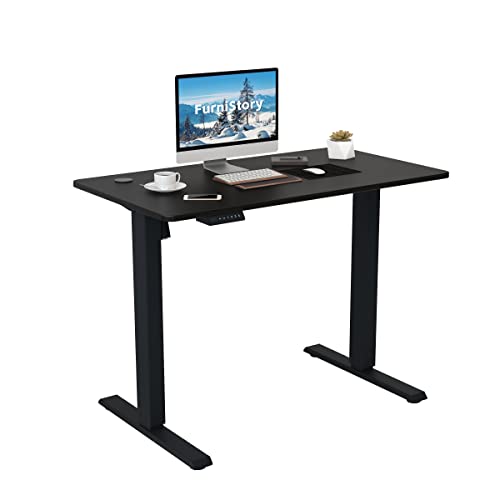 FurniStory Electric Standing Desk with Whole Board, 40 x 24 Inches Height Adjustable Sit Stand Up Desk, Home Office Desk with 3 Memory Controller (White, 40 Inches)