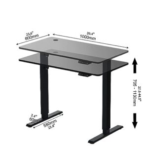 FurniStory Electric Standing Desk with Whole Board, 40 x 24 Inches Height Adjustable Sit Stand Up Desk, Home Office Desk with 3 Memory Controller (White, 40 Inches)