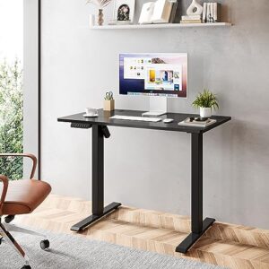 FurniStory Electric Standing Desk with Whole Board, 40 x 24 Inches Height Adjustable Sit Stand Up Desk, Home Office Desk with 3 Memory Controller (White, 40 Inches)