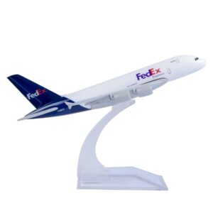 bswath model airplane 1:400 scale model fedex airbus 380 model plane metal plane model die-cast alloy airplanes for gift and collection