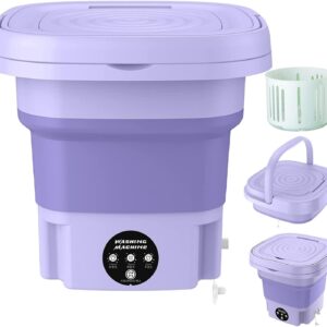 Portable Washing Machine Foldable High Capacity Mini Washer Deep Cleaning Half Automatic Washt-Lavender