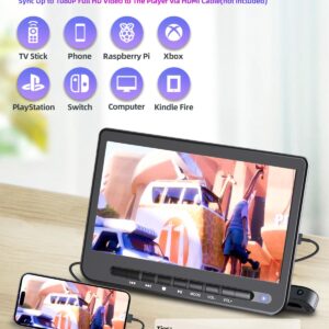 10.5" Portable DVD Player for Car with HDMI Input 1080P, DESOBRY Car DVD Player Dual Screen with Full HD Transmission,5-Hour Rechargeable Battery, Supports USB Input,Last Memory (1 Player + 1 Monitor)