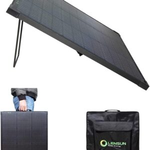 LensunSolar Innovative 55W 12V Solar Panel with Kickstand, Lightweight, Waterproof, Super Thin for RV Campers Power Station Camping, Only 4.4 lbs/2kgs