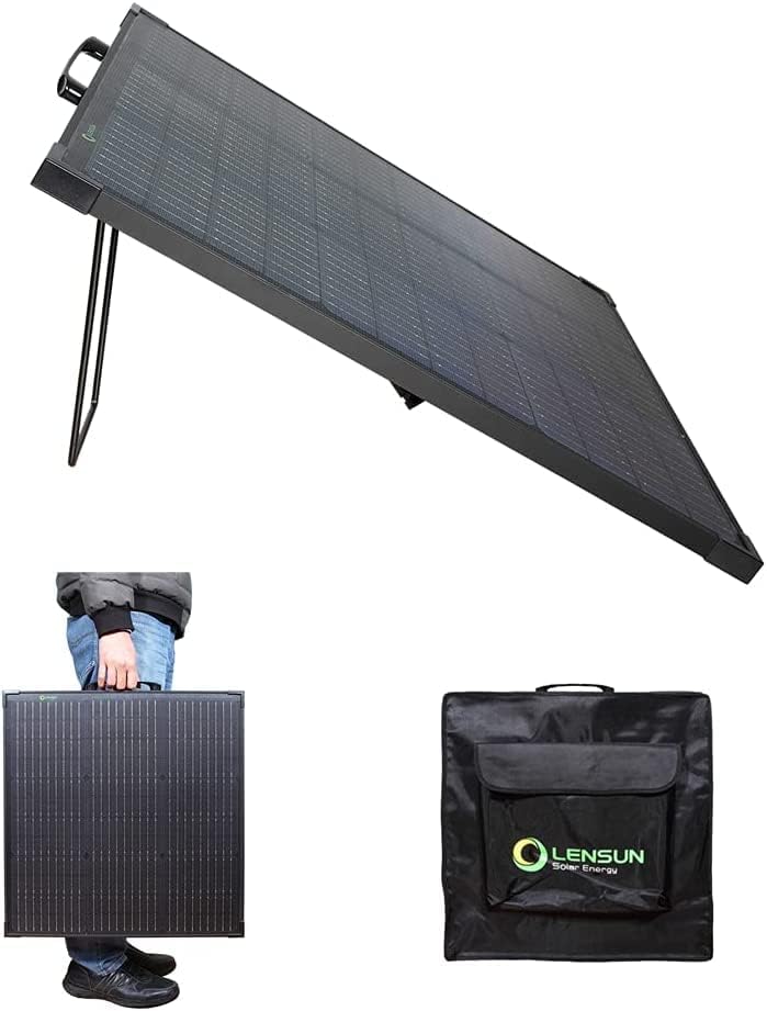 LensunSolar Innovative 55W 12V Solar Panel with Kickstand, Lightweight, Waterproof, Super Thin for RV Campers Power Station Camping, Only 4.4 lbs/2kgs