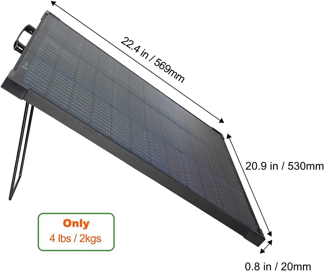 LensunSolar Innovative 55W 12V Solar Panel with Kickstand, Lightweight, Waterproof, Super Thin for RV Campers Power Station Camping, Only 4.4 lbs/2kgs