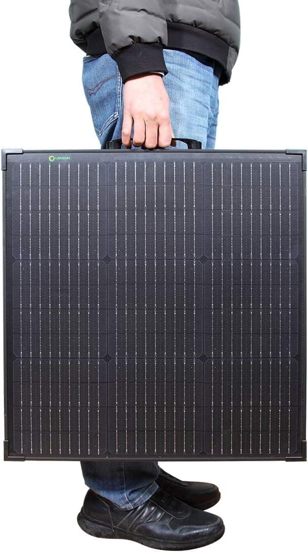 LensunSolar Innovative 55W 12V Solar Panel with Kickstand, Lightweight, Waterproof, Super Thin for RV Campers Power Station Camping, Only 4.4 lbs/2kgs