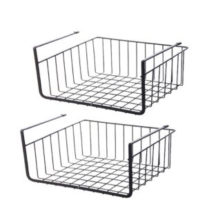 jibri 2pcs under shelf storage basket black under cabinet shelf wire basket organizer, under shelf storage for kitchen pantry shelf organizer desk bookshelf cupboard