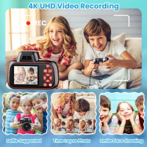 Digital Camera, GREENKINDER 4K Digital Camera for Kids Video 32GB SD Card 10X 48M Digital Zoom, Compact Point and Shoot Camera, Portable Small Camera for Teens Students Boys Girls Seniors