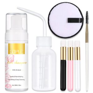 100ml lash shampoo kit for lash extensions eyelash extension cleanser lash mousse, usb mini portable fan nano mister rechargeable electric handheld lash shampoo brush plastic wash bottle aftercare bag