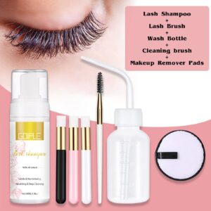 100ml Lash Shampoo Kit for Lash Extensions Eyelash Extension Cleanser Lash Mousse, USB Mini Portable Fan Nano Mister Rechargeable Electric Handheld Lash Shampoo Brush Plastic Wash Bottle Aftercare Bag