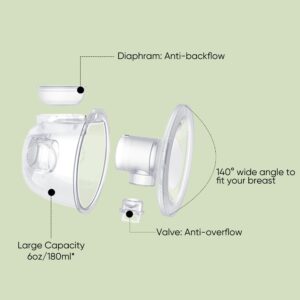 bonoch Collector Cup Include 1 Milk Collector Cup, 1 Dust Cap, 1 Flange, 1 Valves, 1 Diaphragm, Breastfeeding Essentials for bonoch Wearable Electric Breast Pump BPA Free, Dishwasher Safe, FDA Cleared