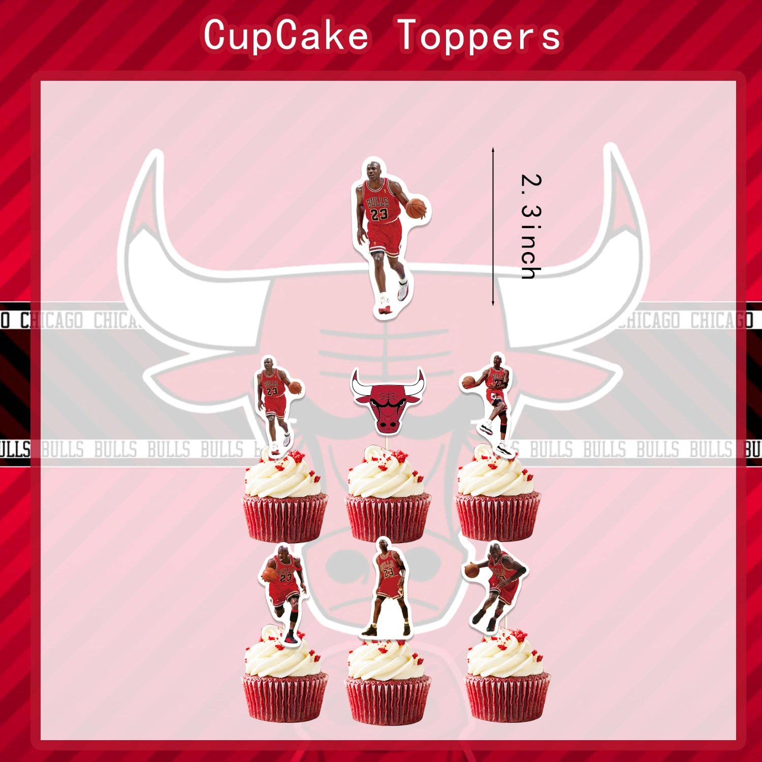 Chicago Bulls Birthday Party Decorations Michael Jordan Themed Basketball Party Supplies 23 Nba Sports Party Favors includes Banner Balloons Cupcakes Cake Topper for Men and Girls Boys