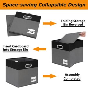 GhvyenntteS Storage Cubes 8 Pack, 11 Inch Cube Storage Bins with Label Cards, Fabric Storage Bins with Dual Metal Handles, Foldable Cube Storage Organizer Bins for Closet, Home, Nursery, Office