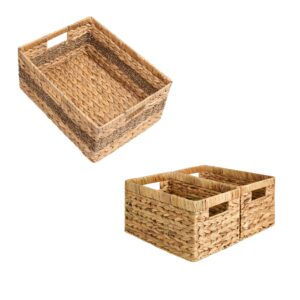 storageworks jumbo rectangular wicker basket, storage basket with built-in handles