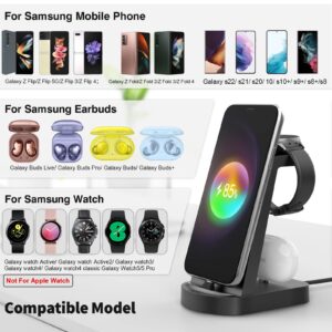 Charging Station for Samsung Multiple Devices,3 in 1 Fast Charging Stand USB-C Charger for Galaxy S23/S22/S21/S20/S10/Note20/Note10/Z Flip 4/Z Fold 4,Galaxy Watch 5/5 Pro/4/3/Active/Galaxy Buds