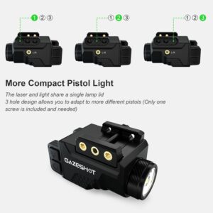 GAZESHOT Mini 700 Lumens Pistol Light Laser Combo Weapon Light Tactical Flashlights, Magnetic USB Rechargeable with Red Beam Sight and Strobe Mode for GL Glock and Picatinny Rail