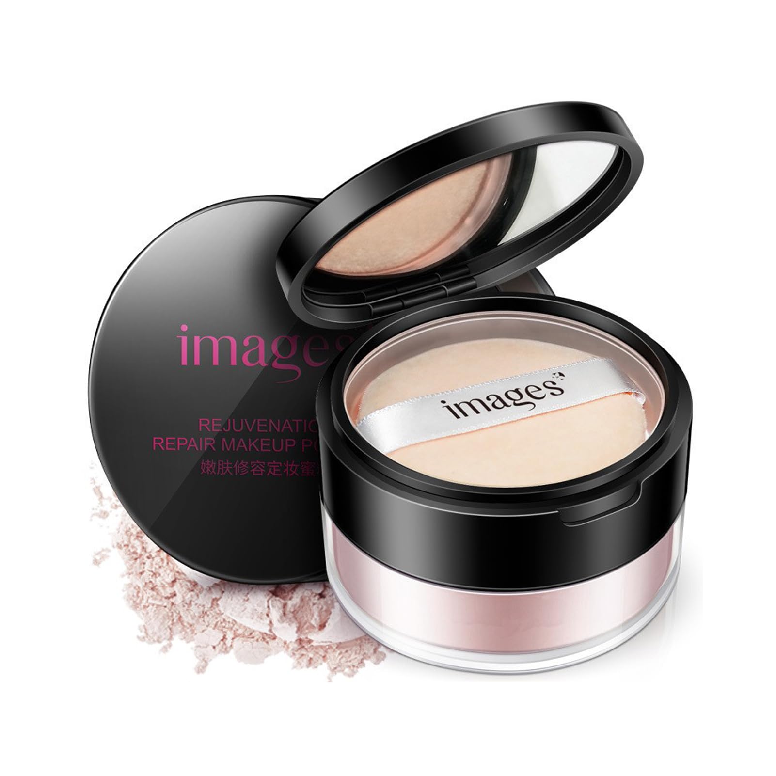 Loose Face Powder, Oil Control Minimizes Pores and Fine Lines, Sebum Control Makeup Pressed Powder Pact, Absorb Sweat and Prevent Clumps, with Mirror and Puff 15g, (Tender complexion)