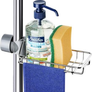 PARACITY Sponge Holder for Kitchen Sink, Over Faucet Kitchen Sink Organizer, Stainless Steel Sink Caddy with Towel Rack, Faucet Rack for Kitchen Sink only Available for 0.75-1.1 in