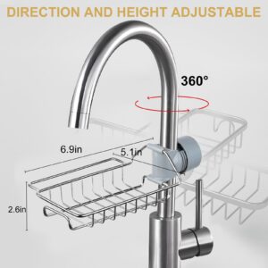 PARACITY Sponge Holder for Kitchen Sink, Over Faucet Kitchen Sink Organizer, Stainless Steel Sink Caddy with Towel Rack, Faucet Rack for Kitchen Sink only Available for 0.75-1.1 in