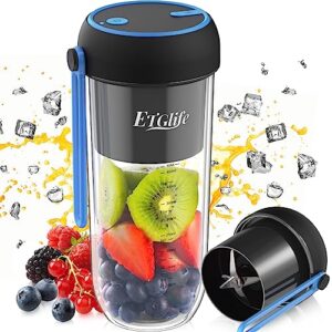 travel blender, etglife portable blender for shakes and smoothies 126w, 2h fast charge for 15 times uses, self-cleaning, with cleaning brush, small blender for travel, office, gym, school