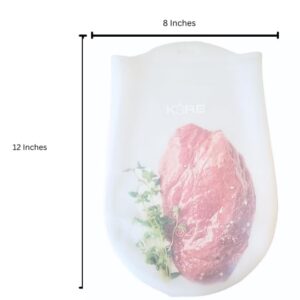 Revolutionize Sous Vide Cooking with AppleKoreLiving Sous Vide Reusable Silicone Bags | Set of 2 Large BPA Free Bags | Thinner and More Flexible than other Reusable Vacuum Seal Bags