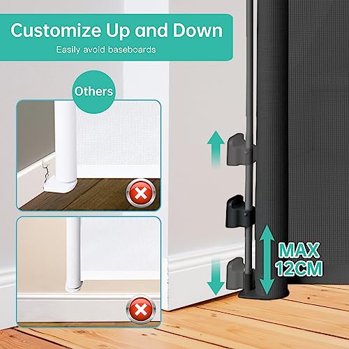 TATAVR Retractable Baby Gate, Mesh Baby Gate or Mesh Dog Gate, 33" Tall, Extends up to 63" Wide, Child Safety Gate for Doorways, Stairs, Hallways, Indoor/Outdoor(Gray)