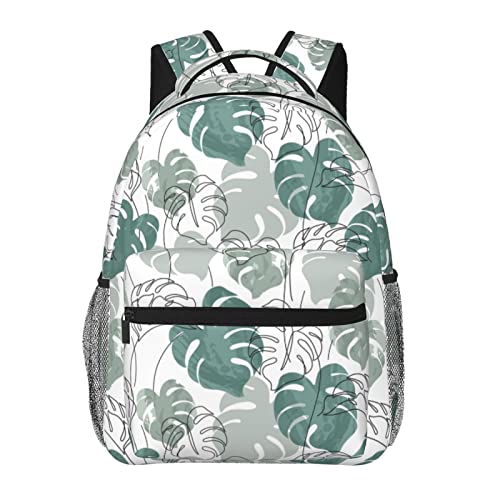 BoeHiop Abstract Monstera Leaves Plant Lightweight Laptop Backpack for Women Men College Bookbag Casual Daypack Travel Bag