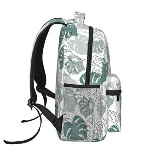 BoeHiop Abstract Monstera Leaves Plant Lightweight Laptop Backpack for Women Men College Bookbag Casual Daypack Travel Bag