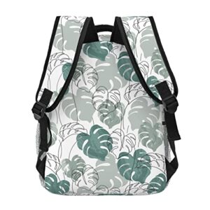 BoeHiop Abstract Monstera Leaves Plant Lightweight Laptop Backpack for Women Men College Bookbag Casual Daypack Travel Bag