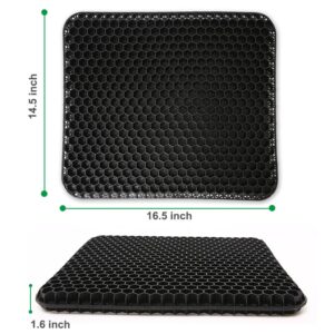 Gel Seat Cushion for Long Sitting, Double Thick Egg Seat Cushion with Non-Slip Cover, Breathable Honeycomb Home Office Chair Pads Wheelchair Cushion for Relieving Back Pain & Sciatica Pain (Black)