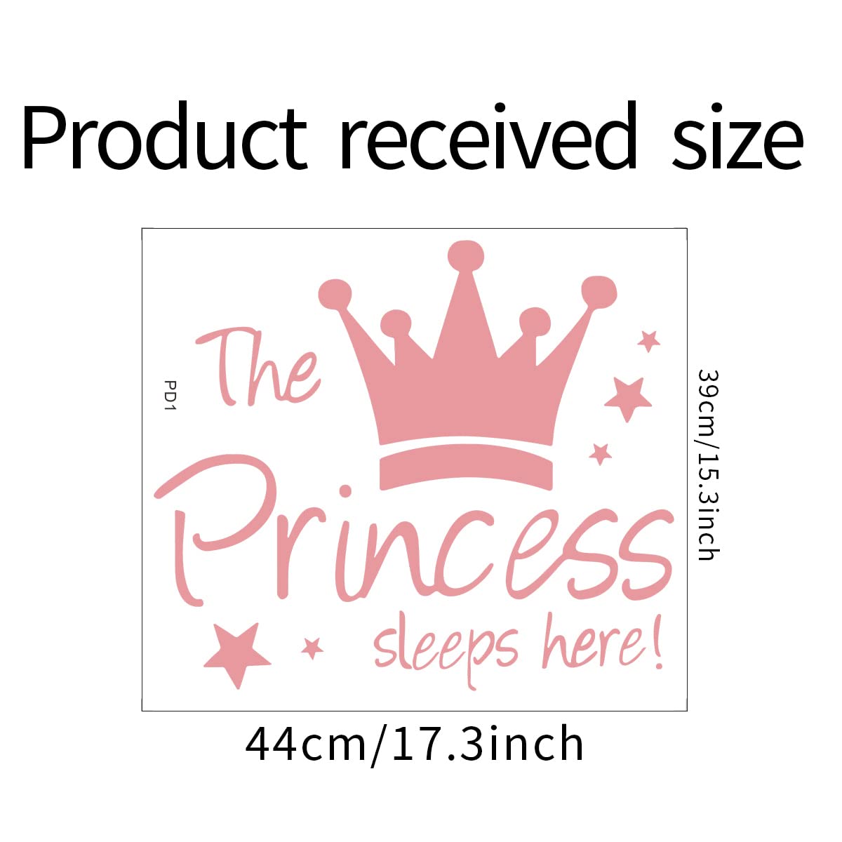 Princess Crown Wall Stickers, The Princess Sleeps Here Wall Decals for Girls Room Little Girls Bedroom Nursery Playroom Daycare Classroom Parties Decoration