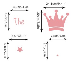 Princess Crown Wall Stickers, The Princess Sleeps Here Wall Decals for Girls Room Little Girls Bedroom Nursery Playroom Daycare Classroom Parties Decoration