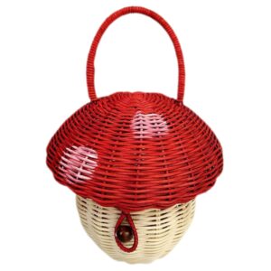 didiseaon mushroom storage basket teen girl clothes wicker storage basket mushroom grow bags girl handbag decor woven handbag flower basket mushroom costume decor all clutch bag rattan miss