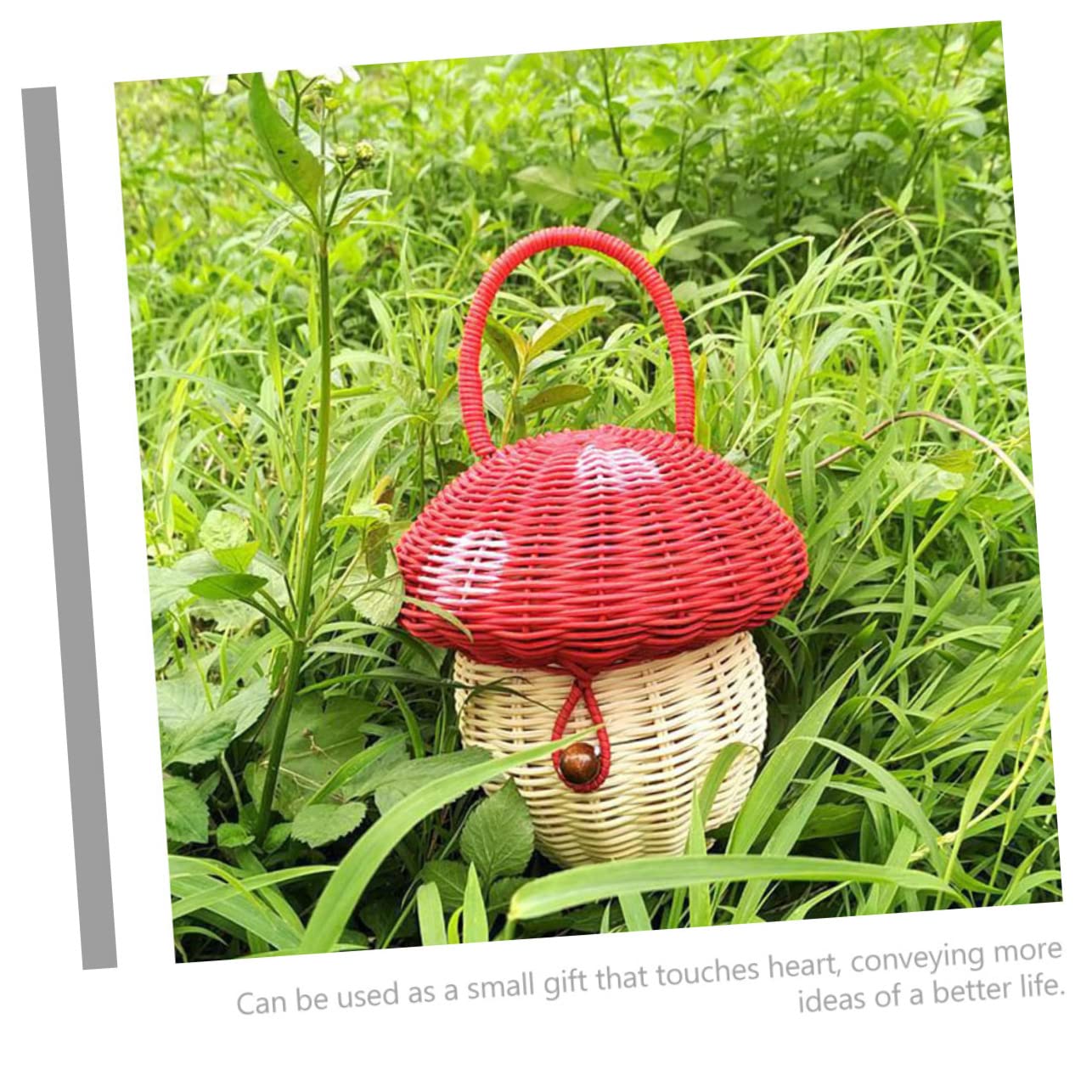 Didiseaon Mushroom Storage Basket Teen Girl Clothes Wicker Storage Basket Mushroom Grow Bags Girl Handbag Decor Woven Handbag Flower Basket Mushroom Costume Decor All Clutch Bag Rattan Miss